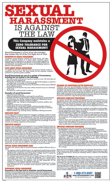 Federal Sexual Harassment Osha Safety Poster For Workplace